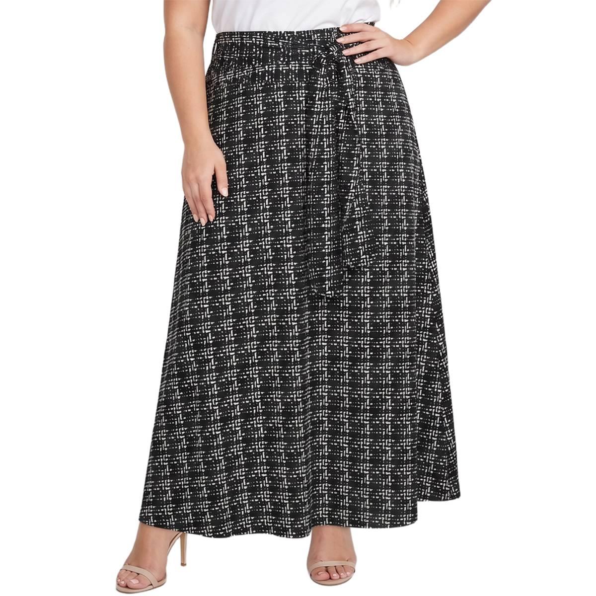 Click here for Plus Size NY Collection Tie Waist Weave Plaid Maxi... prices
