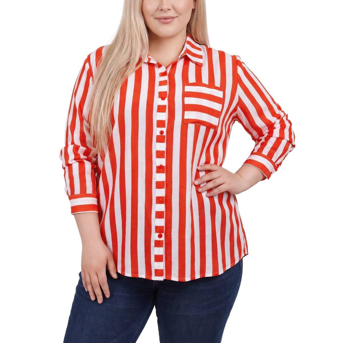 Click here for Plus Size NY Collection 3/4 Sleeve Stripe Casual B... prices
