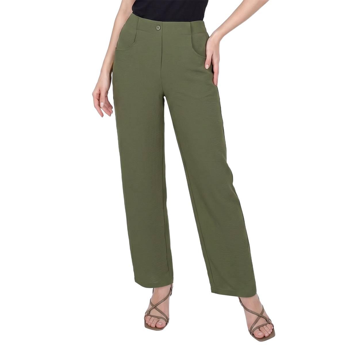 Click here for Petite NY Collection Solid Airflow Straight Leg Pa... prices