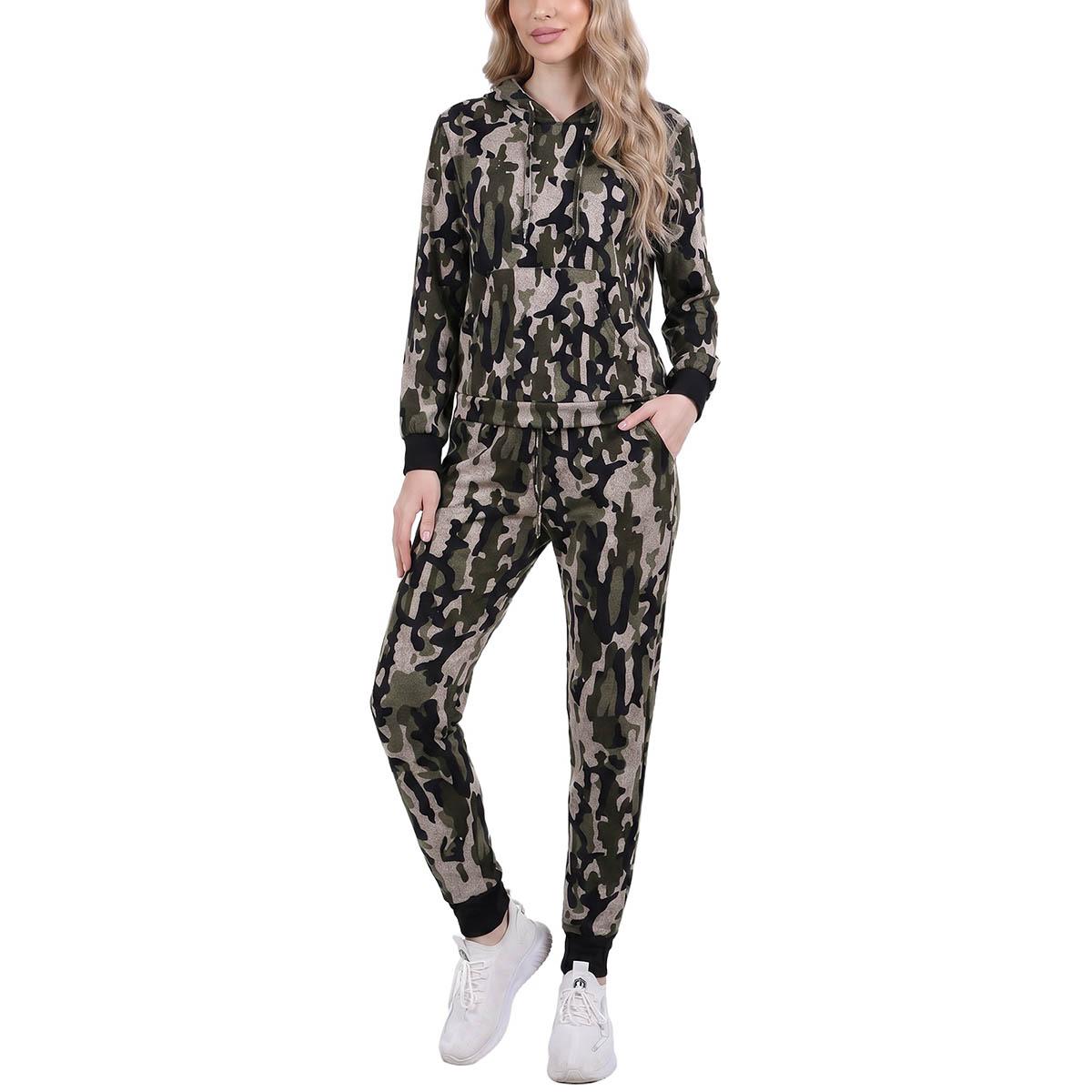 Click here for Petite NY Collection Long Sleeve Hooded Camo Jogge... prices