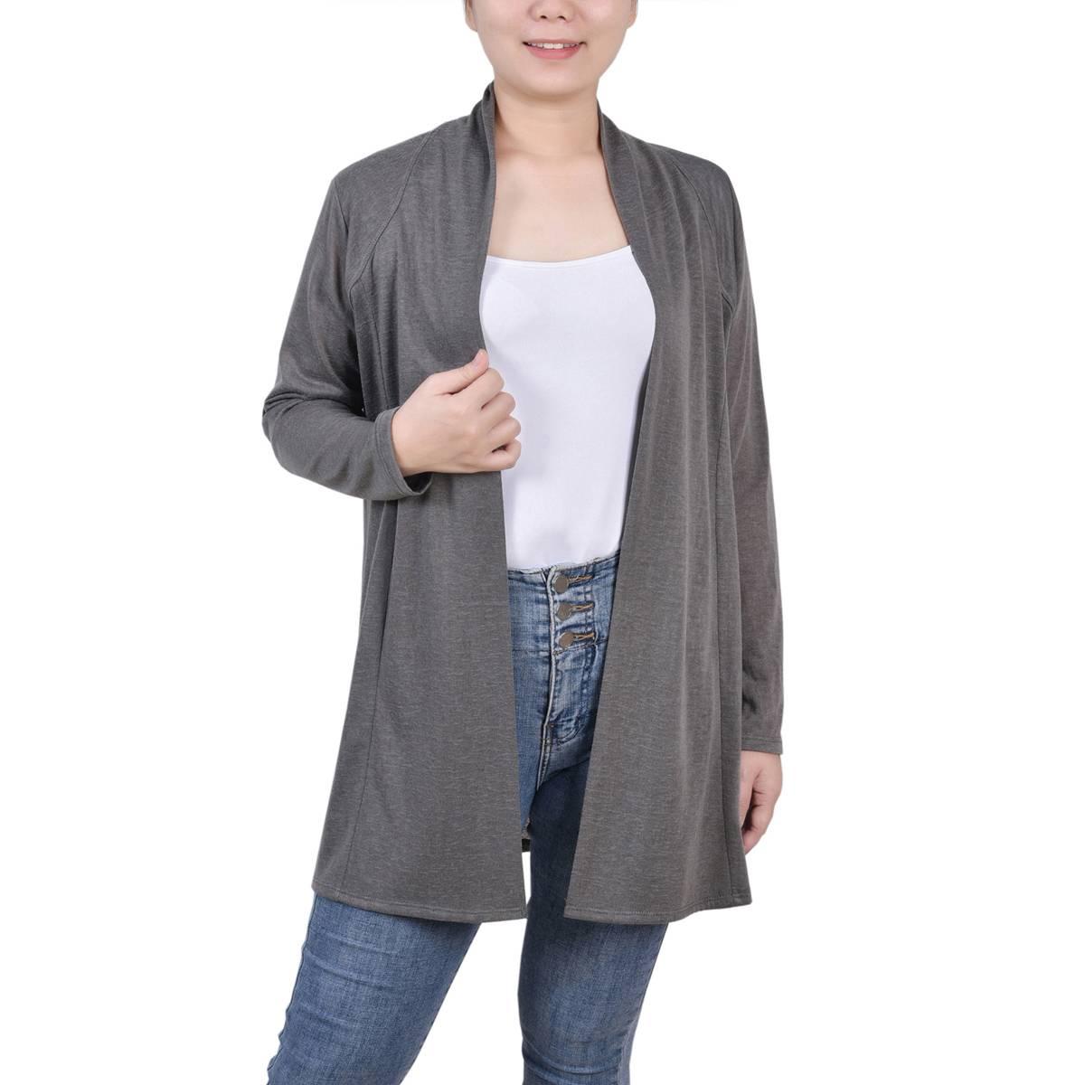 Click here for Petite NY Collection Long Sleeve Solid Long Cardig... prices