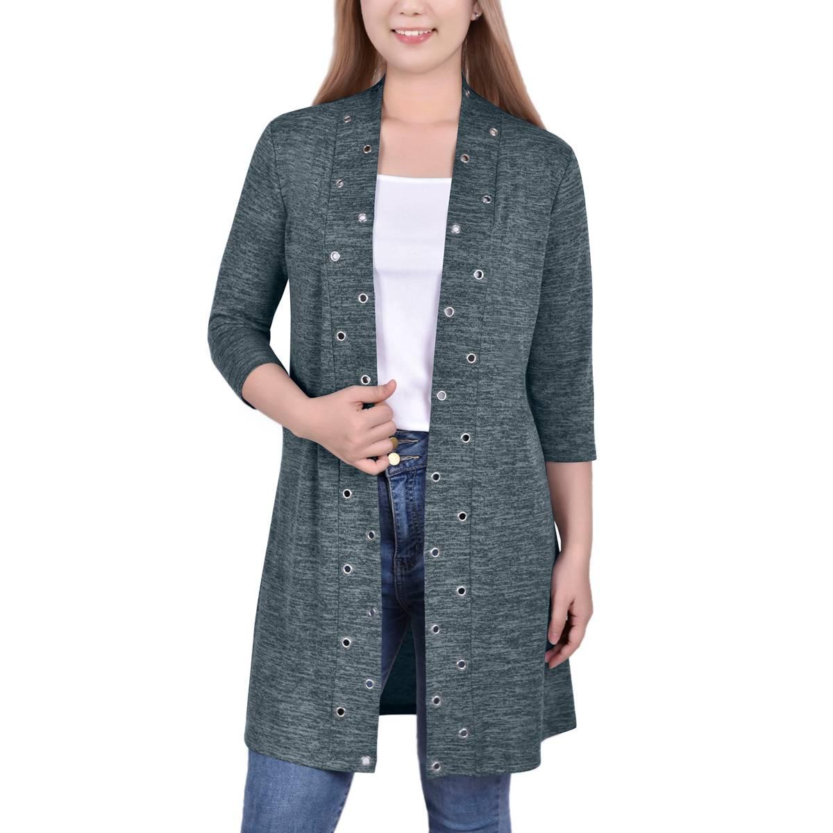Click here for Petite NY Collection 3/4 Sleeve Cardigan with Grom... prices