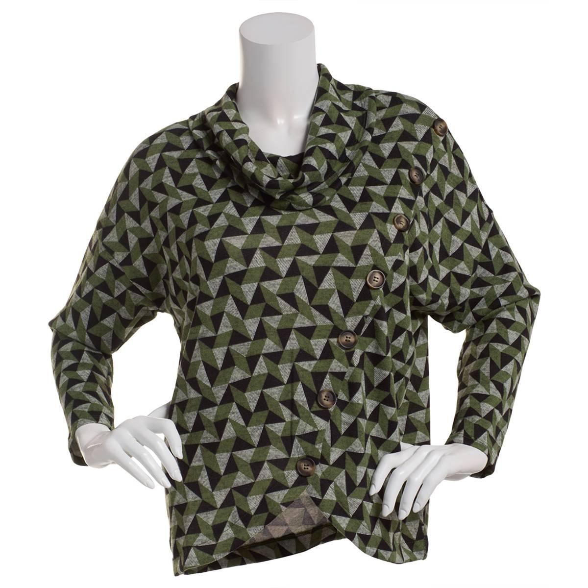 Click here for Petite NY Collection 3/4 Sleeve Geometric Cowl Nec... prices