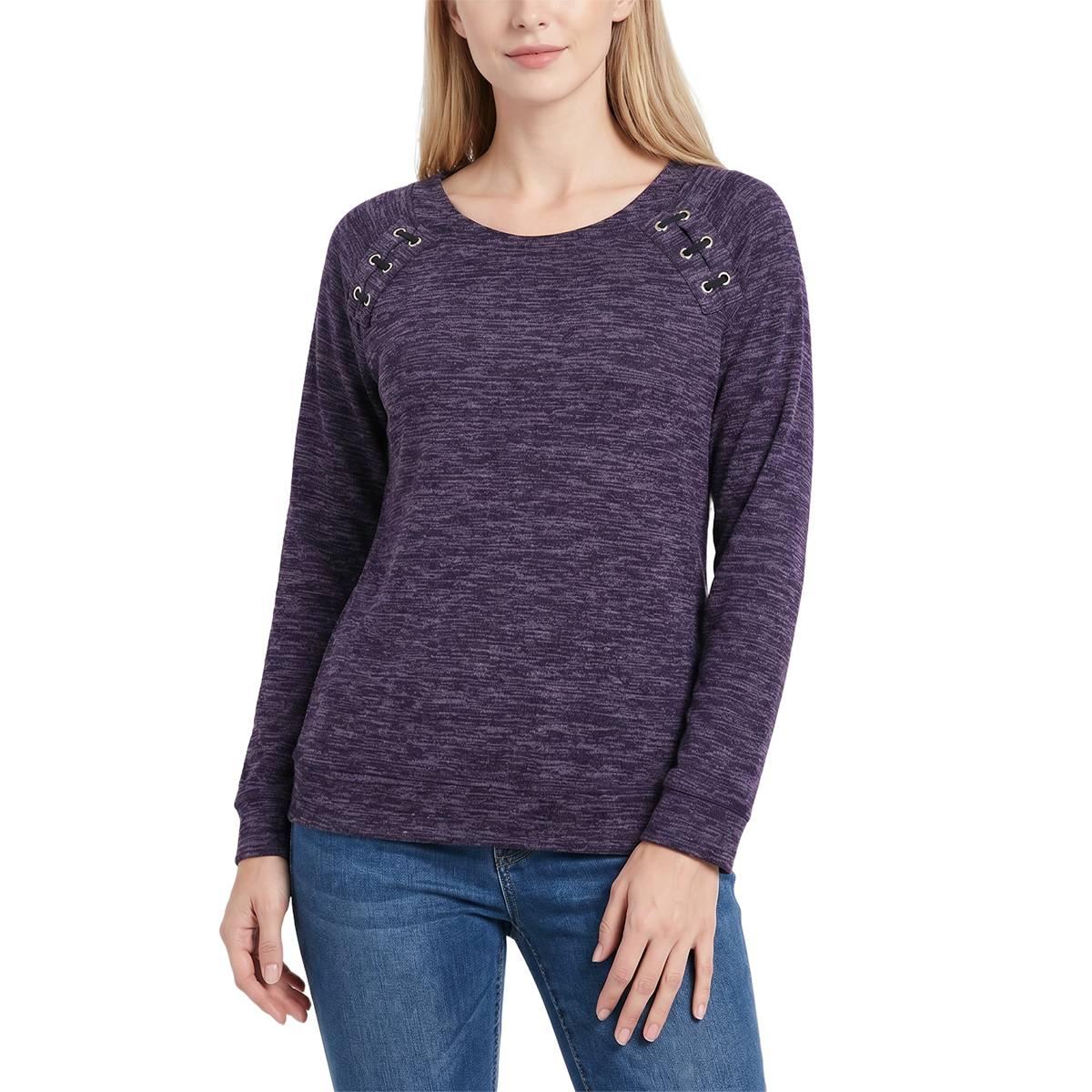 Click here for Petite NY Collection Long Raglan Sleeve Space Dye... prices