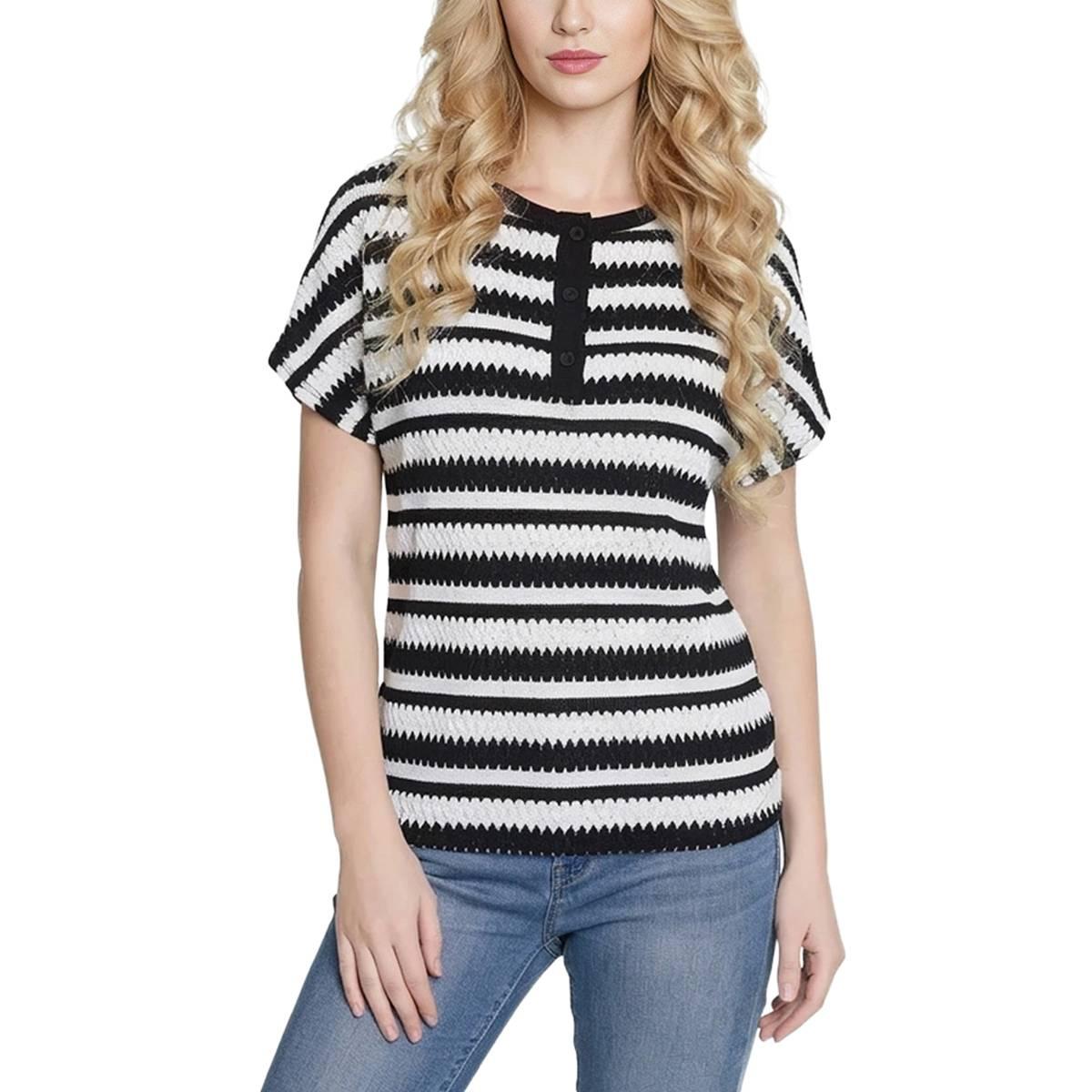 Click here for Petite NY Collection Short Sleeve Stripe Textured... prices