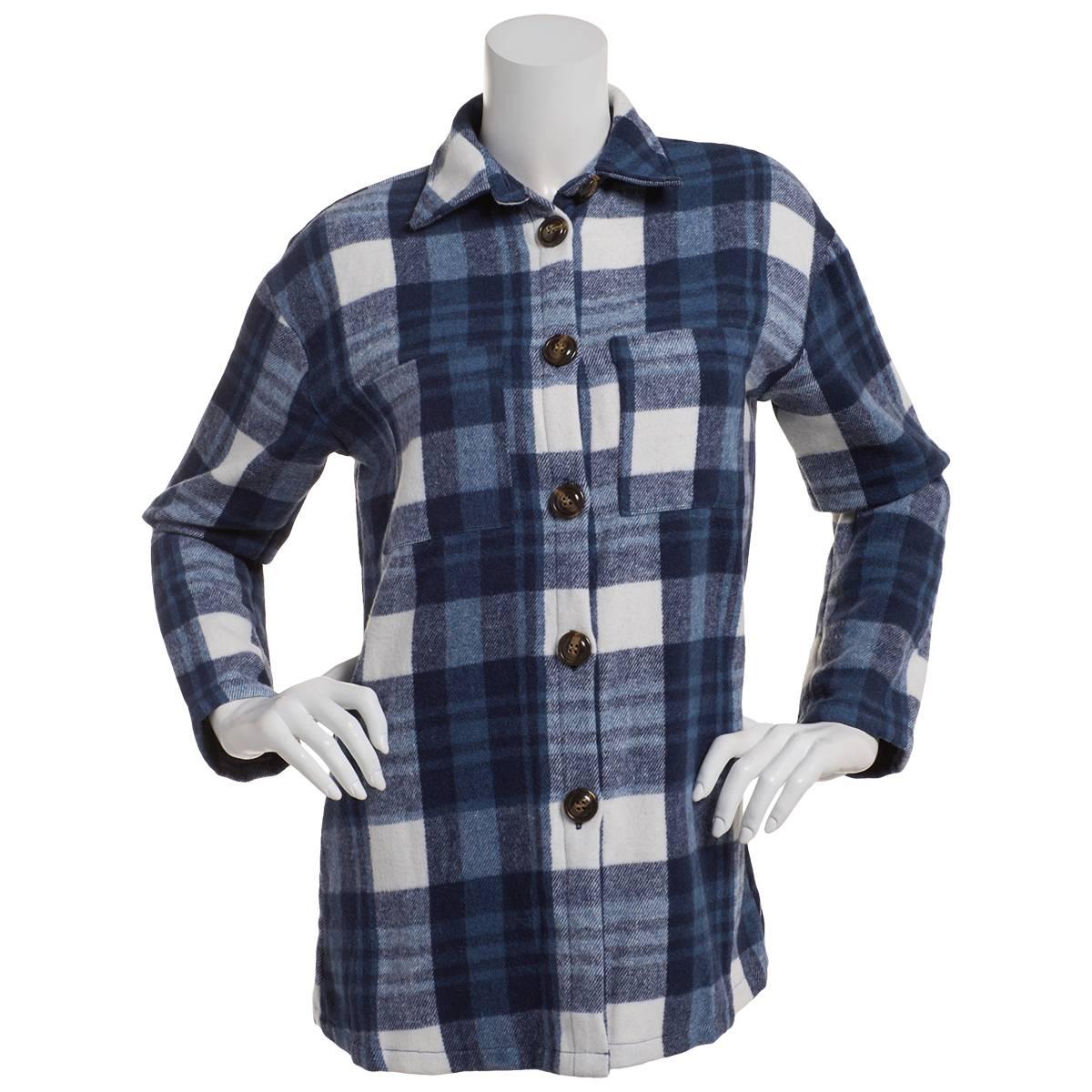 Click here for Womens NY Collection Plaid Button Front Shacket-Na... prices