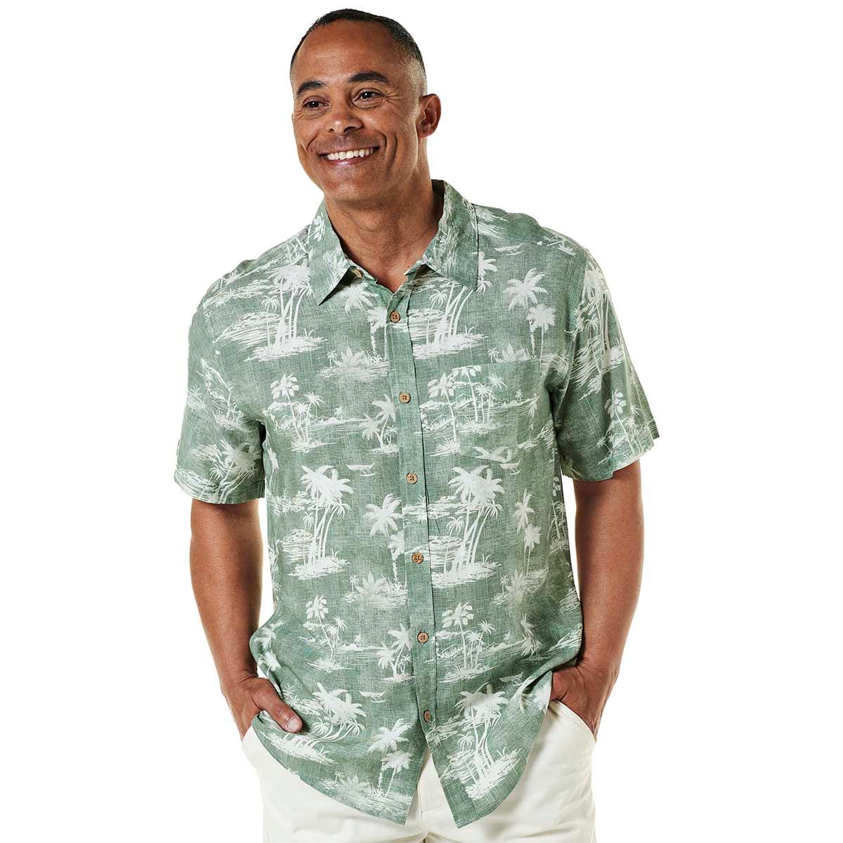 Click here for Mens Joe Marlin Palm Trees Button Down Shirt prices