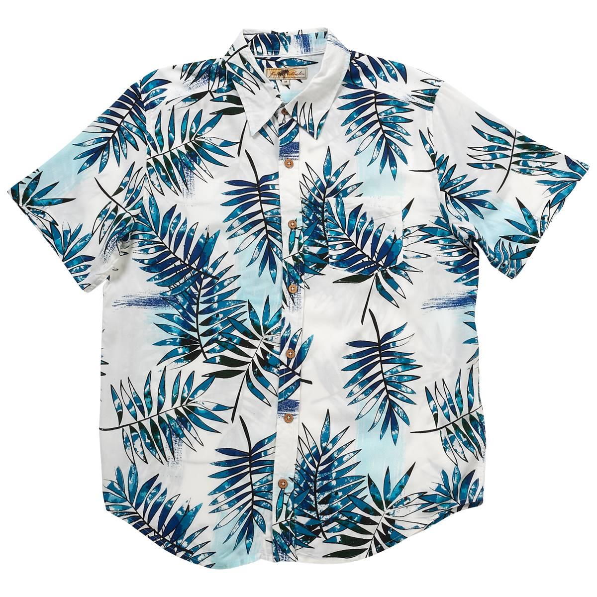 Click here for Mens Joe Marlin Palm Swatch Button Down Shirt - Wh... prices