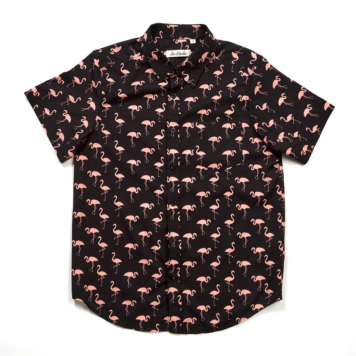 Click here for Mens Joe Marlin Flamingos Short Sleeve Button Down... prices