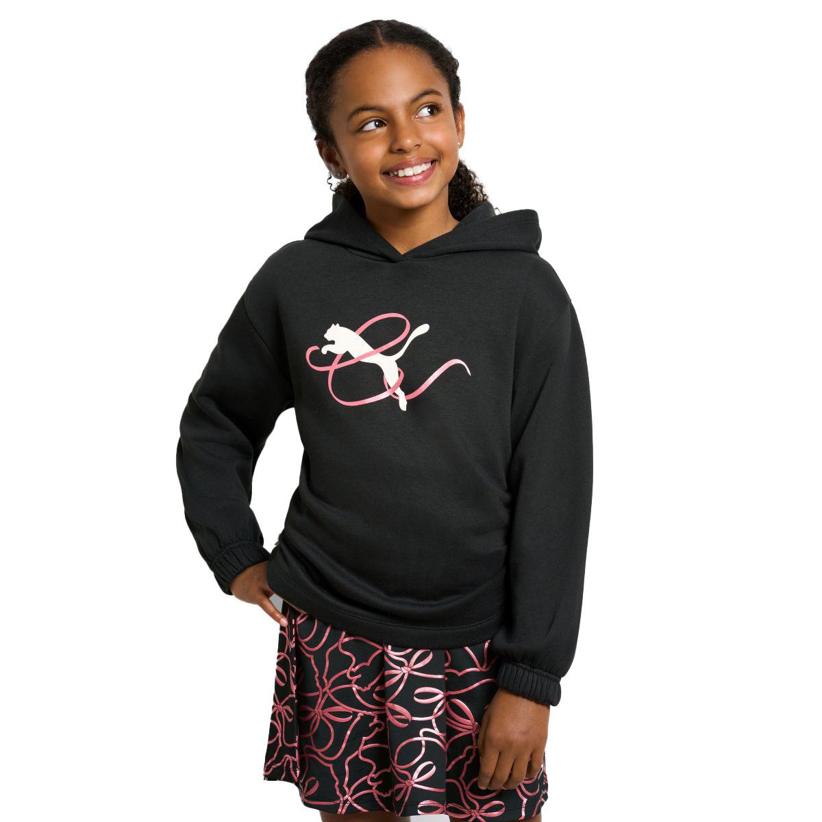 Girls (7-16) Puma(R) Ruched Side Seam Swirly Emblem Hoodie