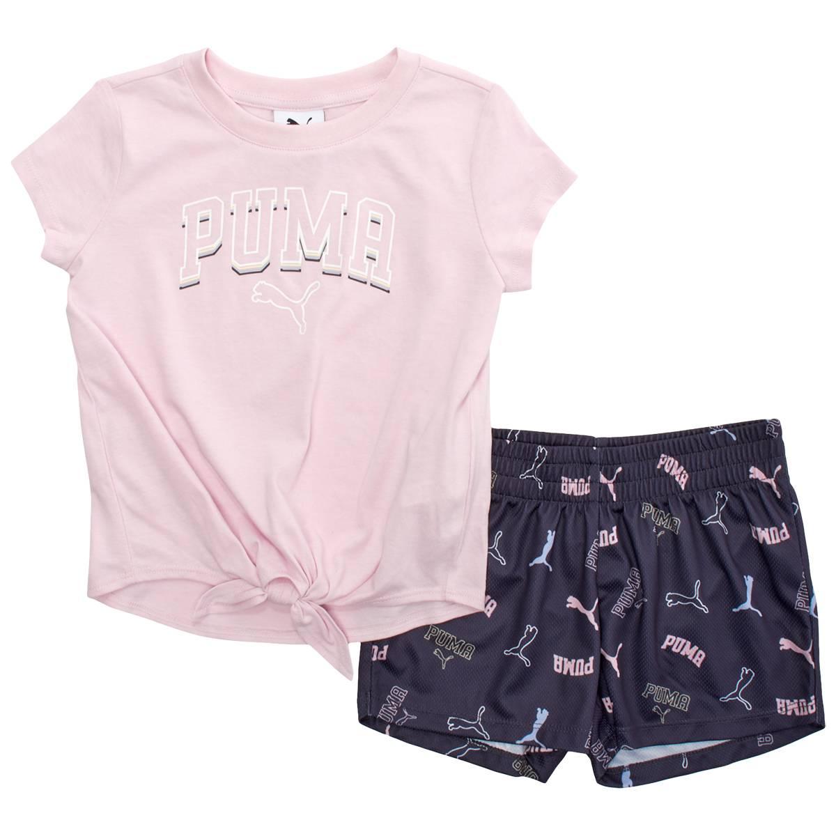 Click here for Girls (4-6x) Puma(R) Logo Tie Front Tee Mesh Short... prices