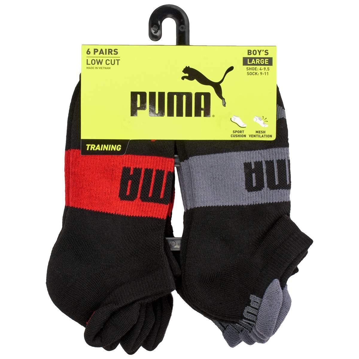Click here for Boys Puma(R) 6pk. Terry Low Cut Socks - Black/Red prices