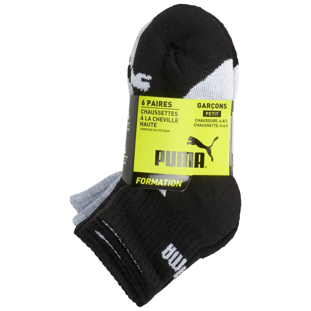 Click here for Boys Puma(R) 6pk. 1/2 Terry Quarter Socks - Grey/B... prices