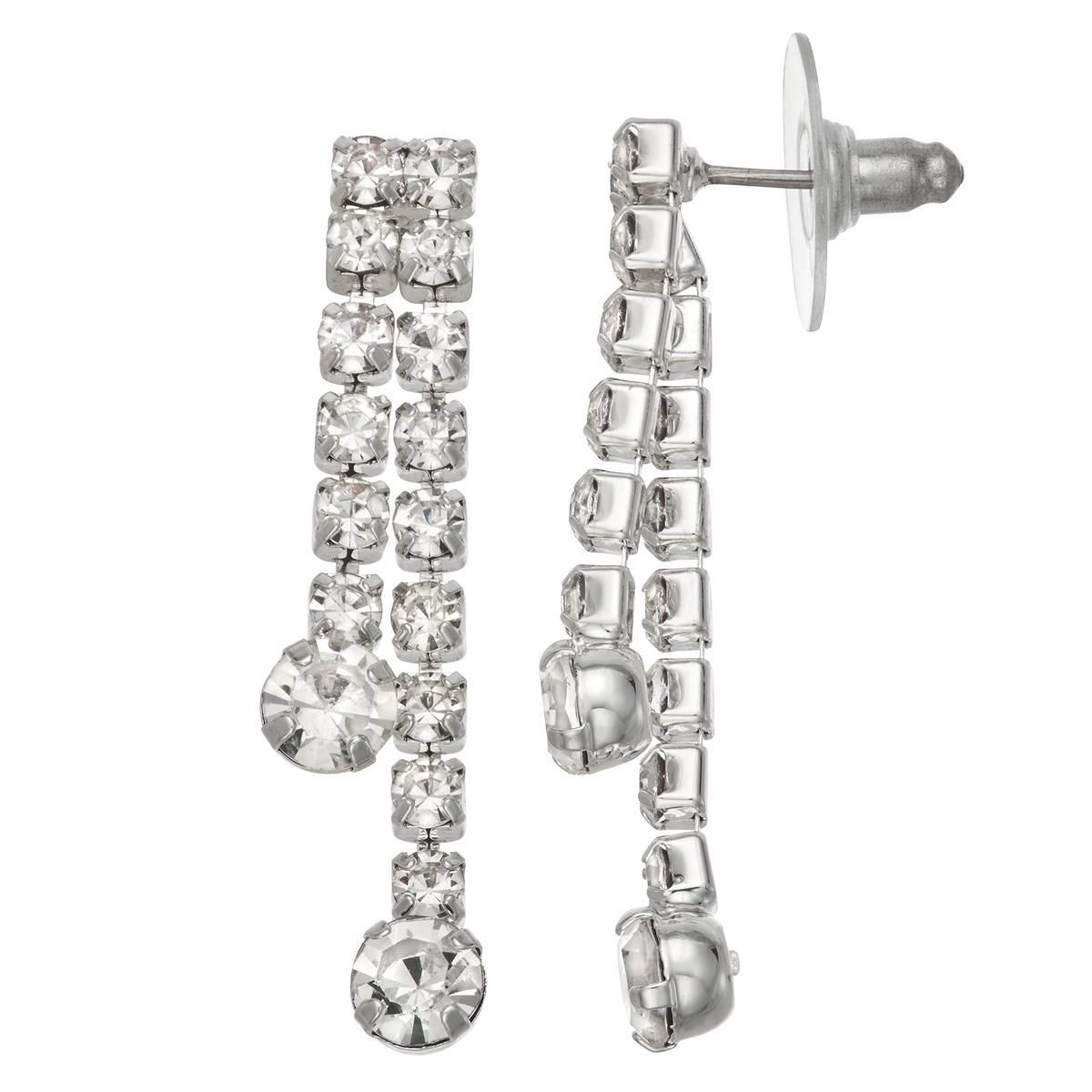 Click here for Youre Invited Silver-Tone Crystal Post Linear Earr... prices