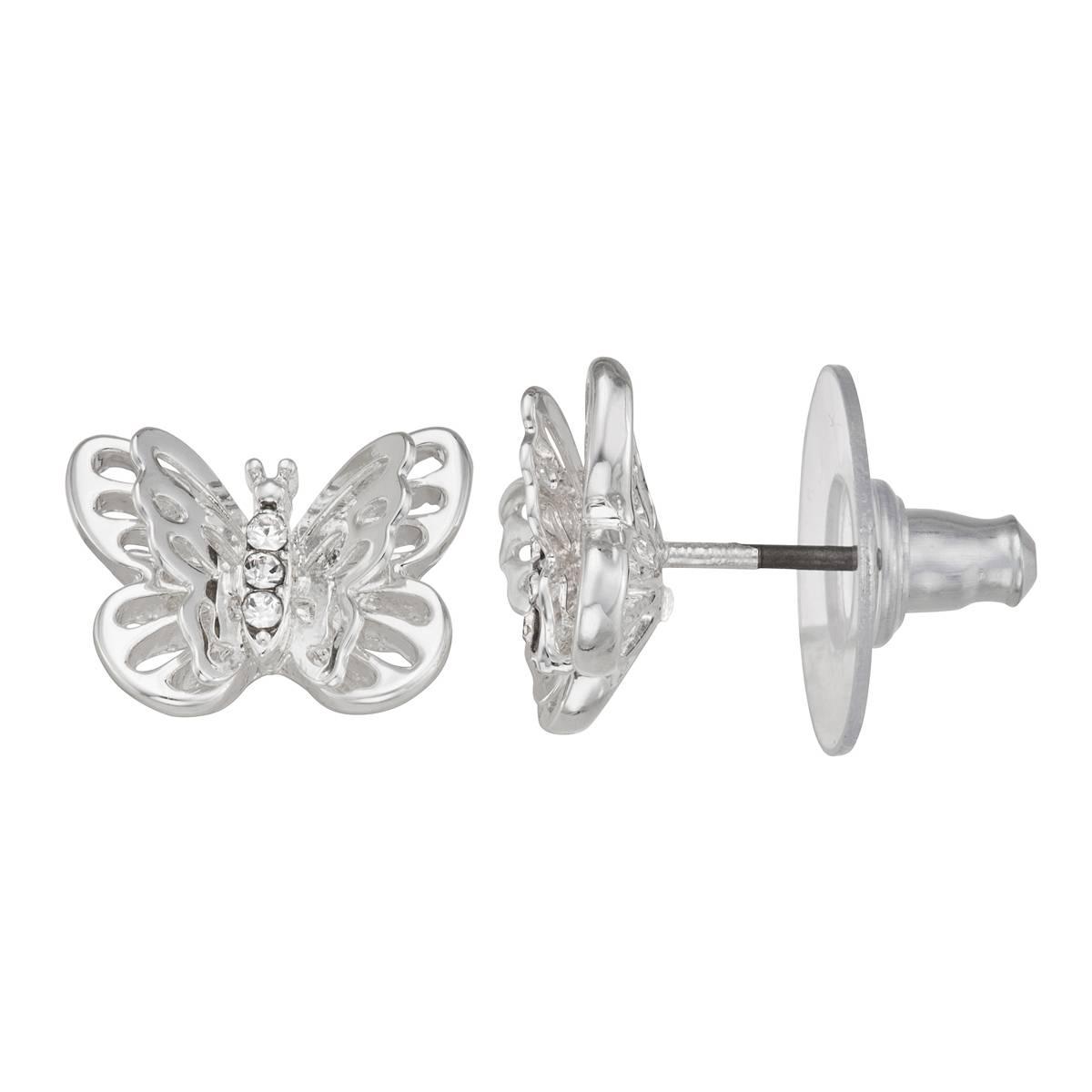 Click here for Youre Invited Silver-Tone White Butterfly Stud Ear... prices