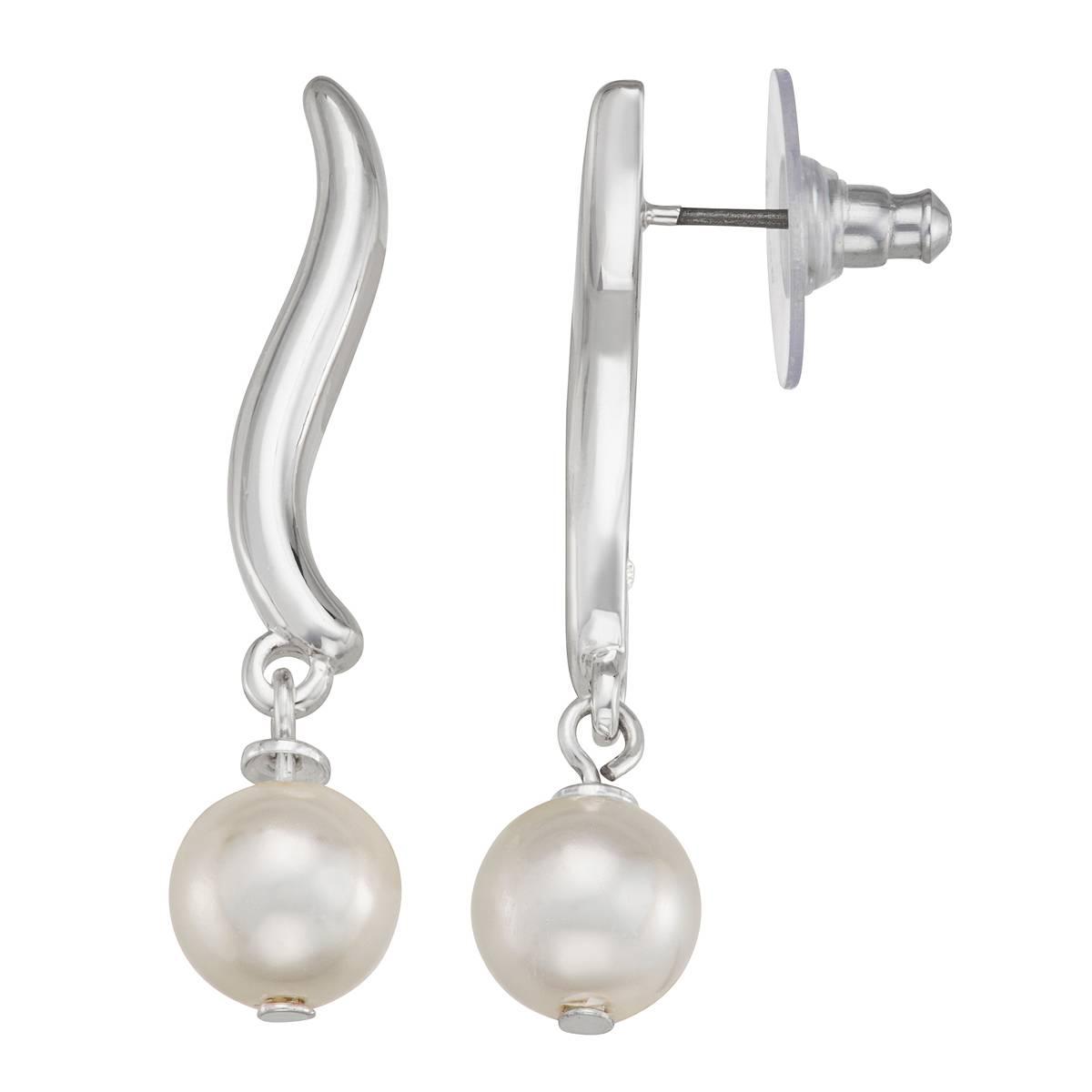 Click here for Youre Invited Silver-Tone White Pearl Drop Post Ea... prices
