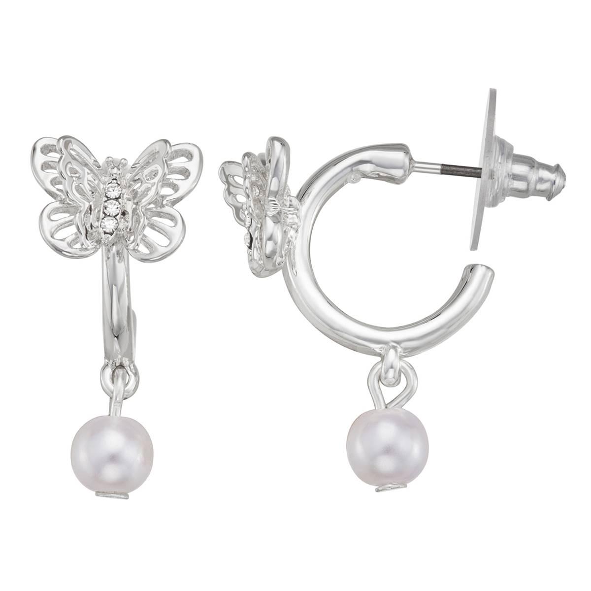 Click here for Youre Invited Silver-Tone Pearl Butterfly C-Hoop D... prices