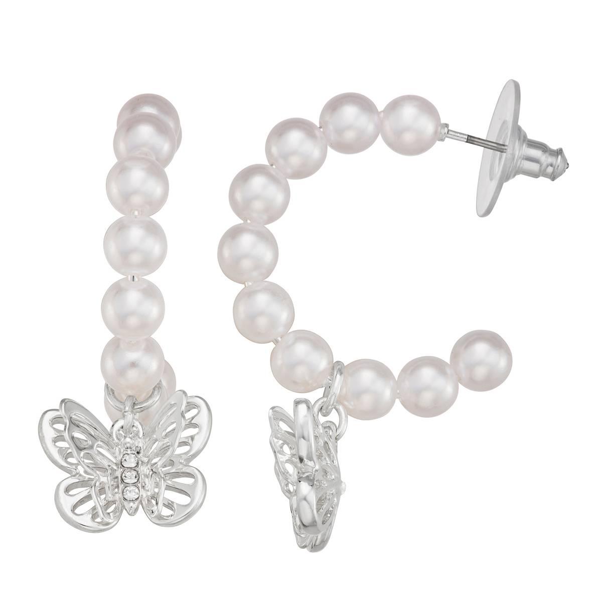 Click here for Youre Invited 27mm Pearl Butterfly Drop C-Hoop Ear... prices