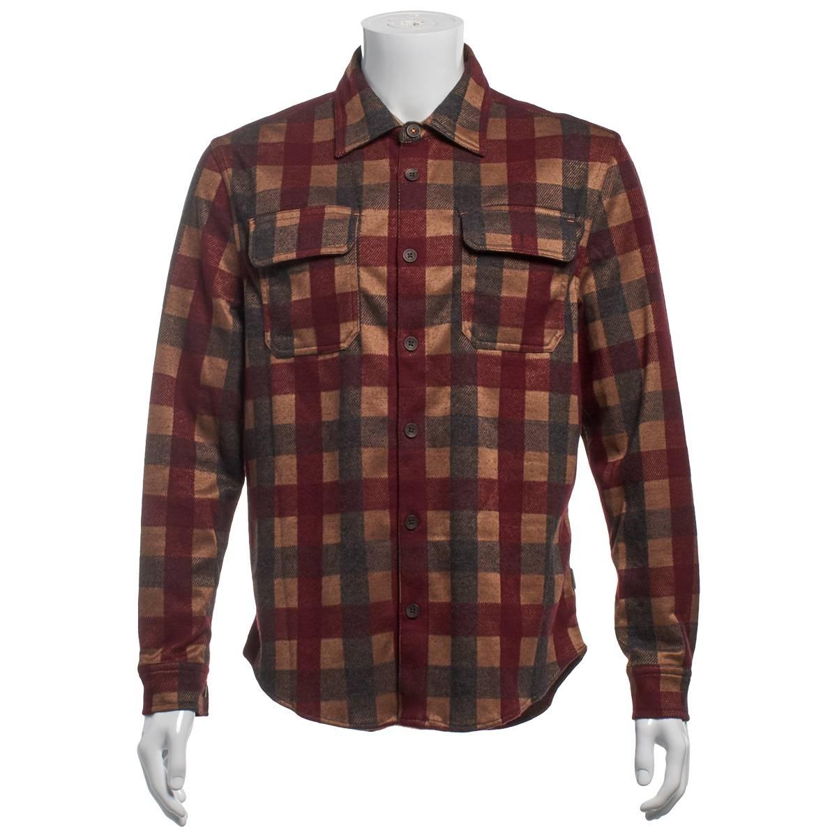 Click here for Mens Rainforest Polyester Flannel Shirt - Burgundy... prices