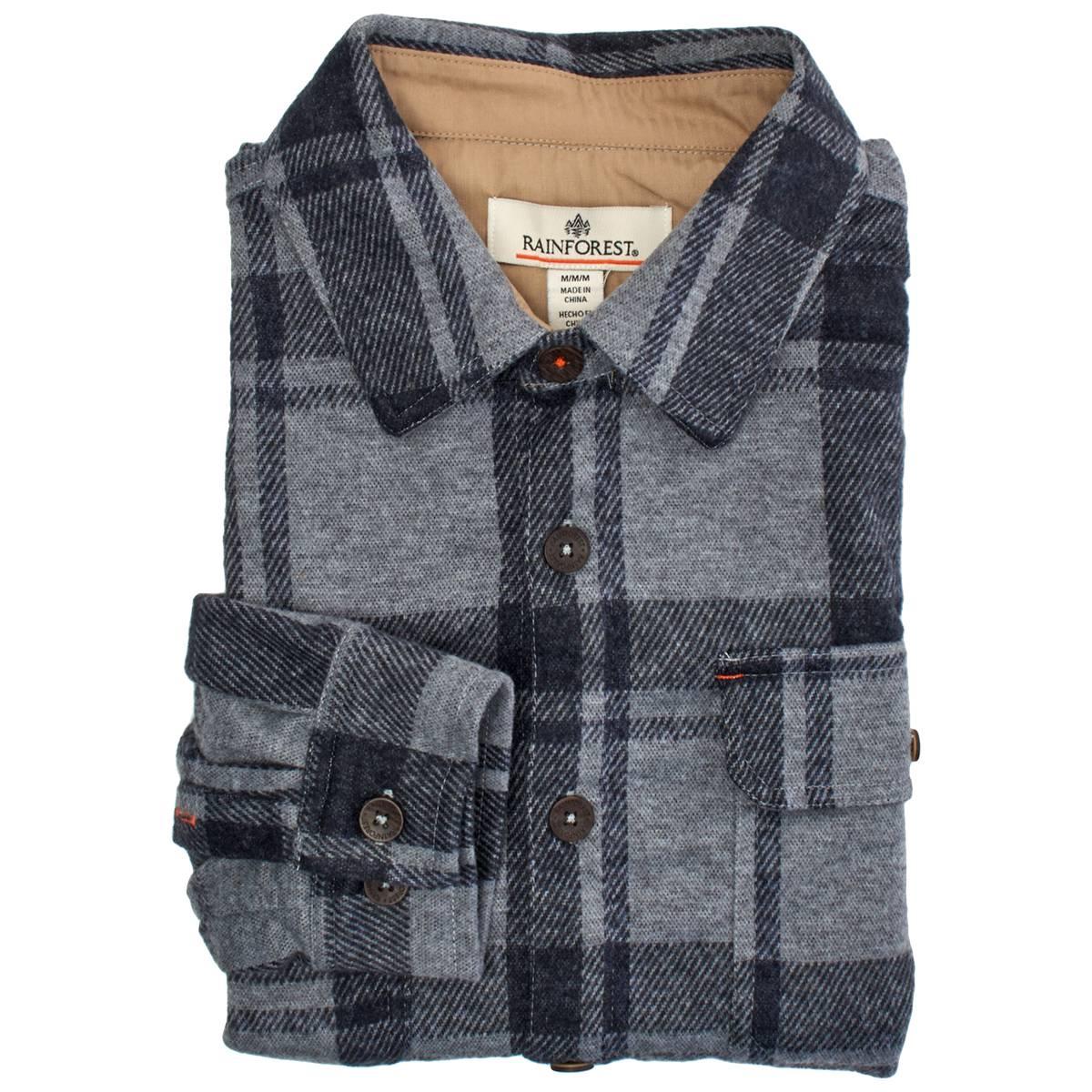 Click here for Mens Rainforest Polyester Flannel Shirt - Denim Pl... prices