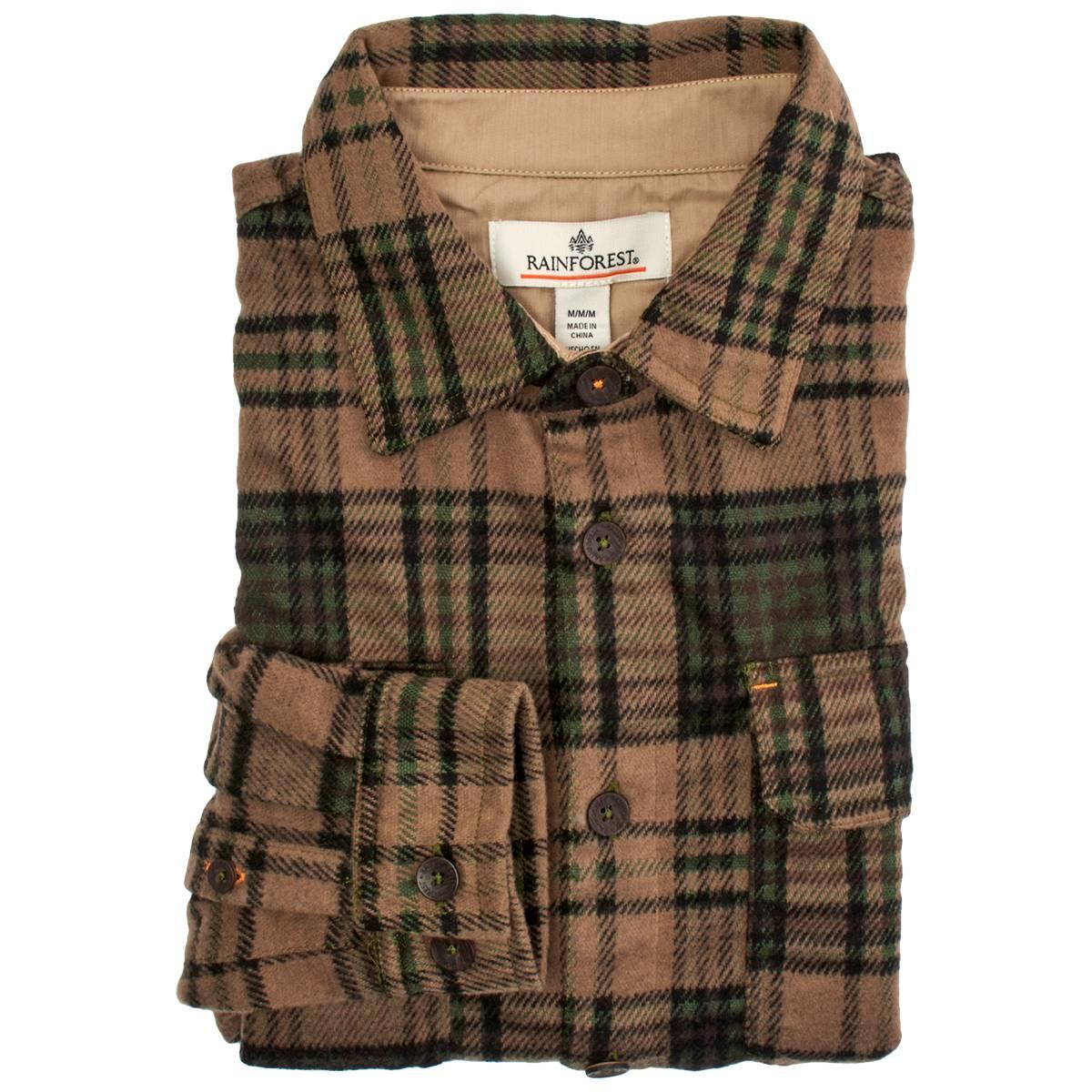 Click here for Mens Rainforest Polyester Flannel Shirt - Green Pl... prices