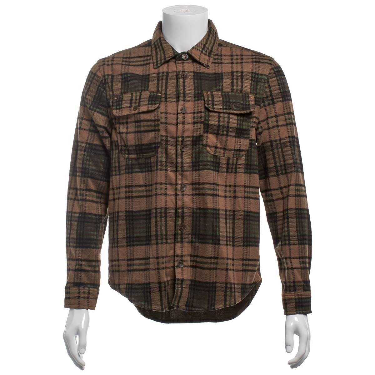 Click here for Mens Rainforest Polyester Flannel Shirt - Green Pl... prices