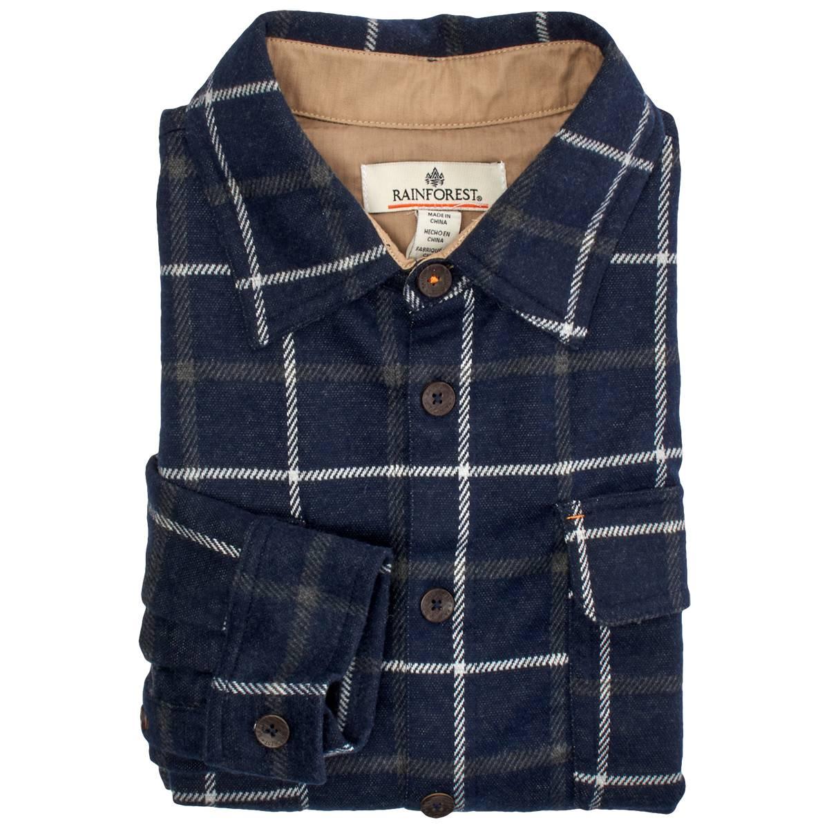 Click here for Mens Rainforest Polyester Flannel Shirt - Navy Pla... prices