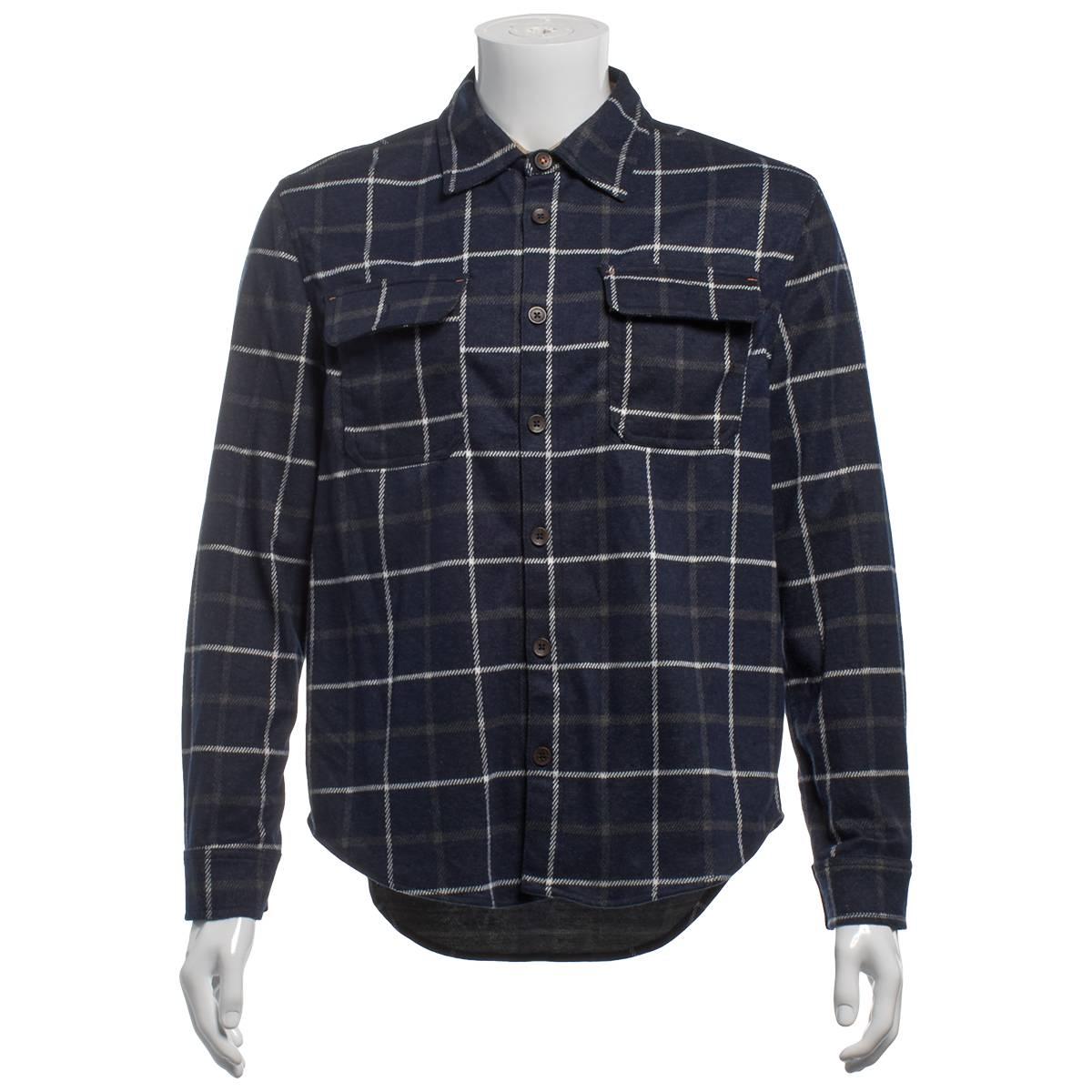 Click here for Mens Rainforest Polyester Flannel Shirt - Navy Pla... prices