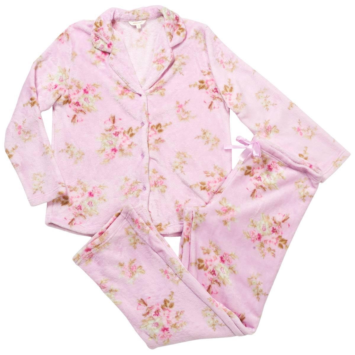 Click here for Womens Shabby Chic Long Sleeve Plush Floral Pajama... prices