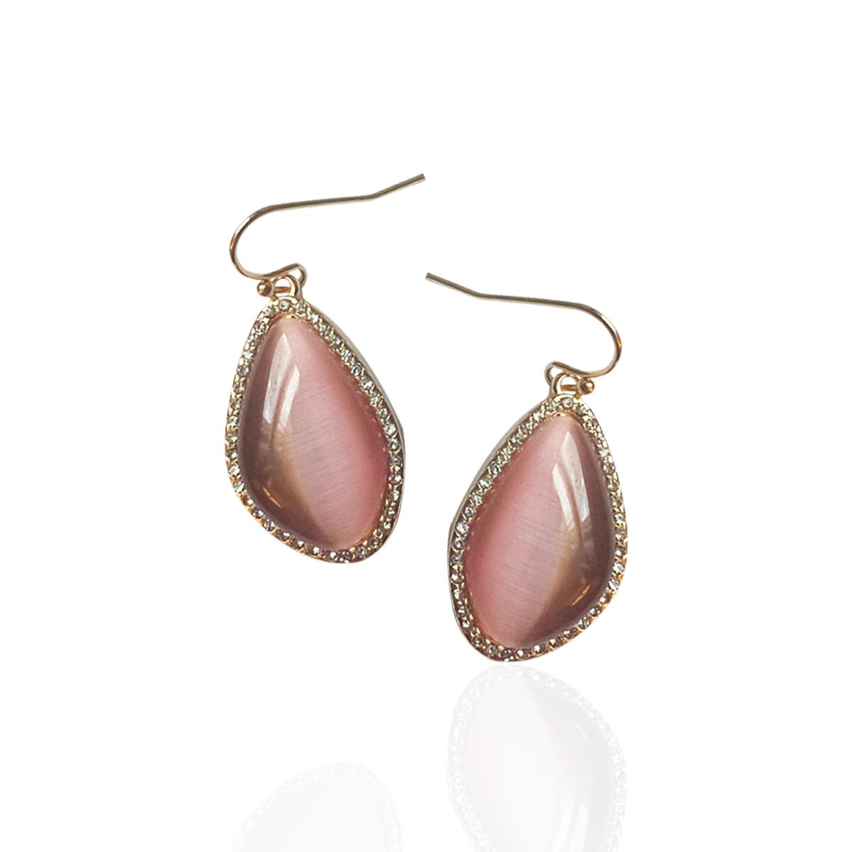 Click here for Ashley  Cooper(tm) Shiny Gold Pink Cat Eye Drop Ea... prices