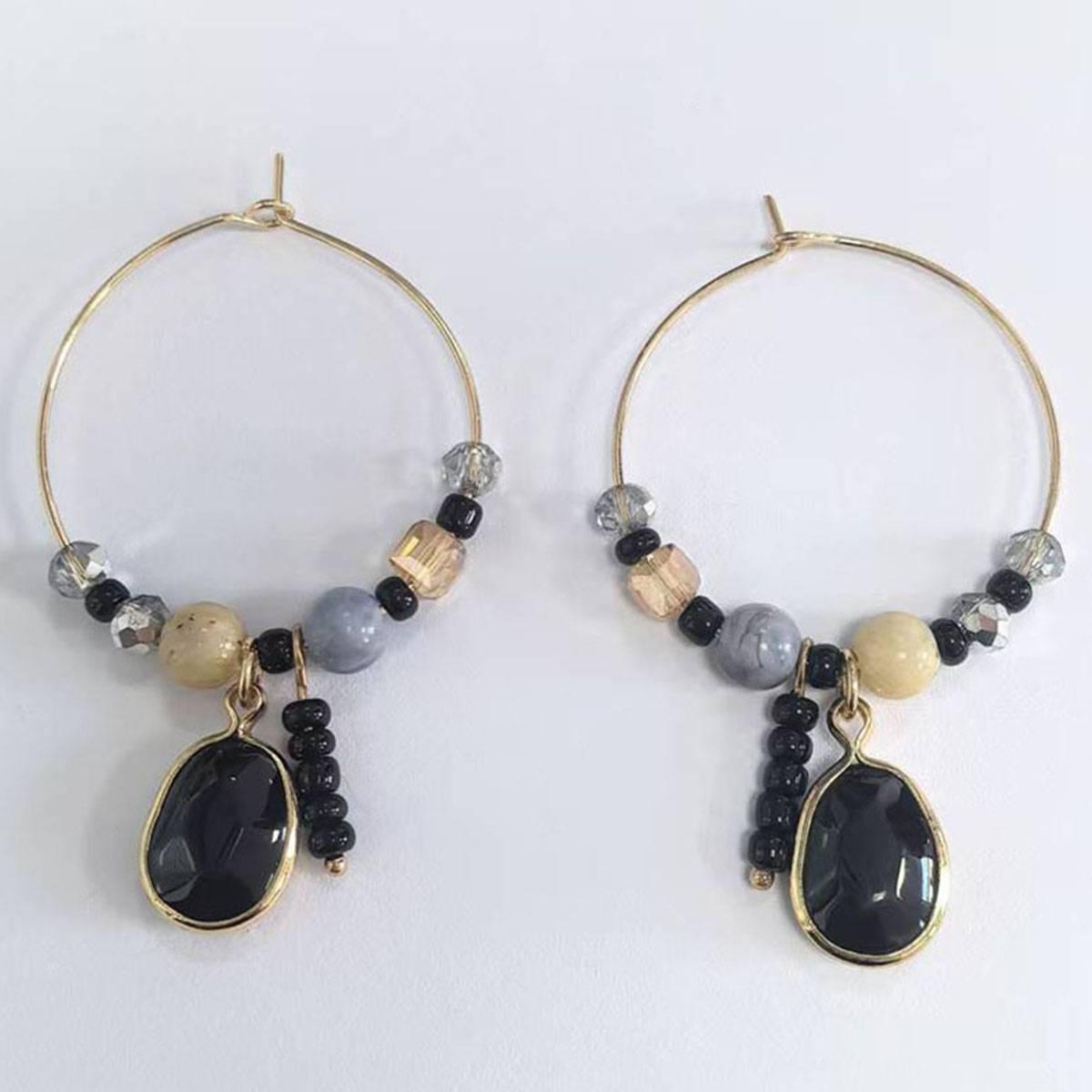 Click here for Ashley Cooper(tm) Gold-Tone Cluster Black Beaded E... prices