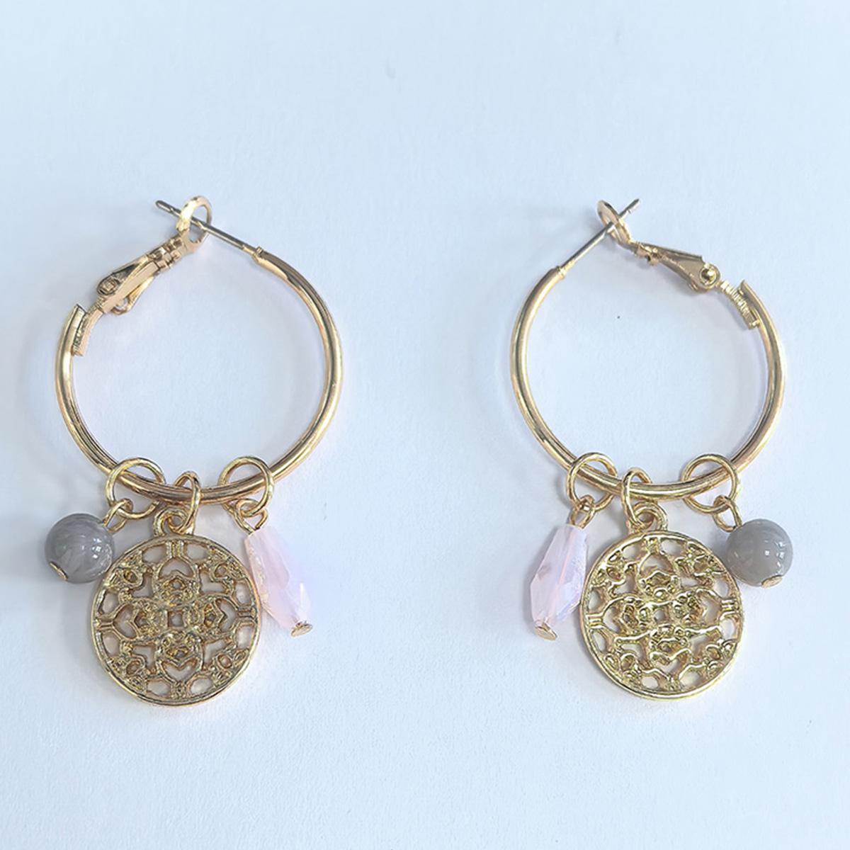 Click here for Ashley Cooper(tm) Beads & Charm Snap Top Hoop Earr... prices