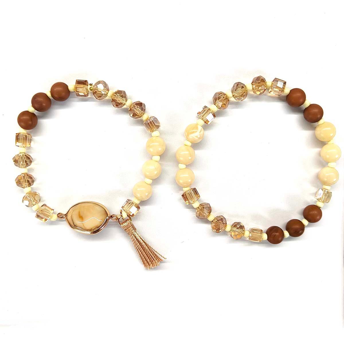 Click here for Ashley Cooper(tm) Gold-Tone Neutral Bead 2-Row Str... prices