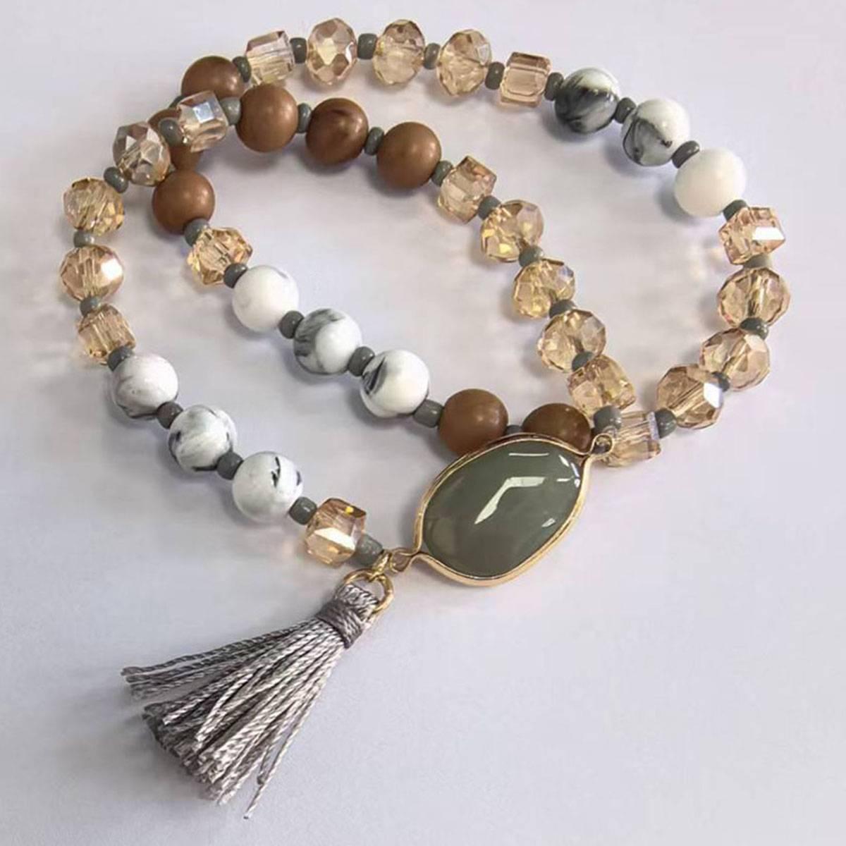 Click here for Ashley Cooper(tm) 2-Row Brown Beaded Bracelet prices