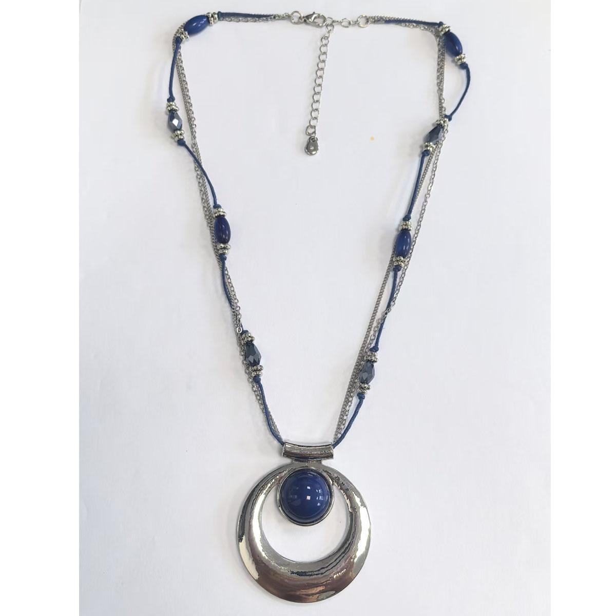 Click here for Ashley Cooper(tm) Rhodium Navy Beaded Pendant Trip... prices