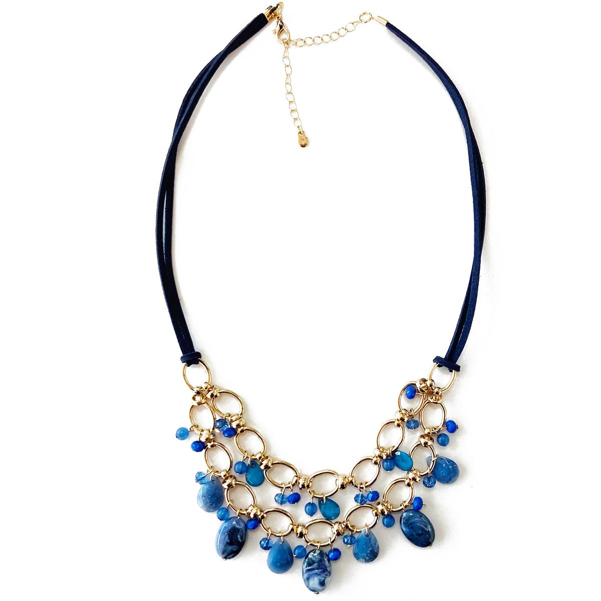 Click here for Ashley Cooper(tm) Blue Suede Beaded Necklace with... prices