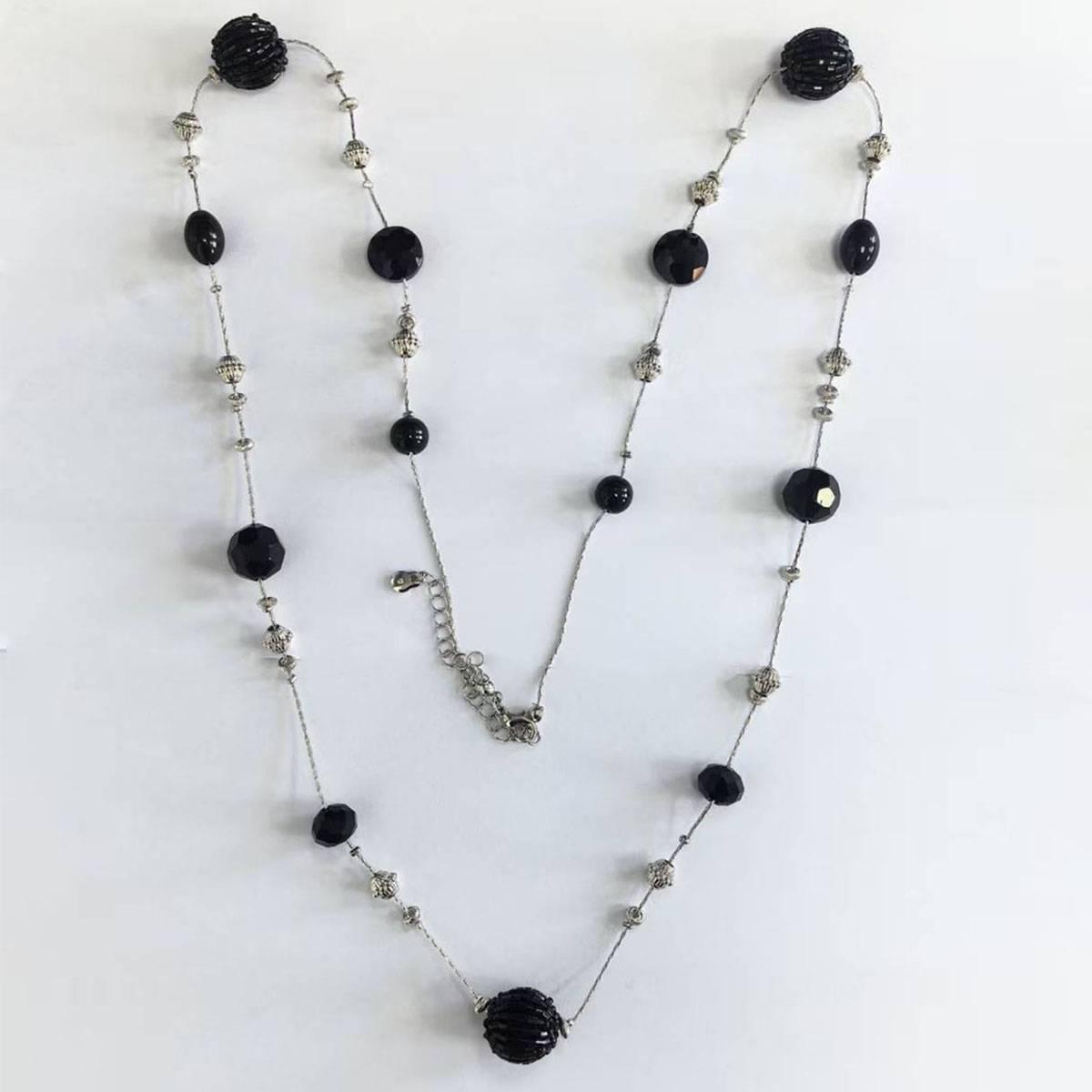 Click here for Ashley Cooper(tm) Silver Black Beaded Necklace wit... prices