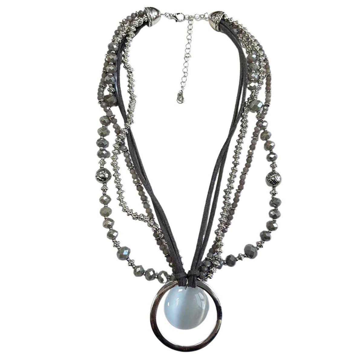 Click here for Ashley Cooper(tm) Silver-Tone Suede Beaded Necklac... prices