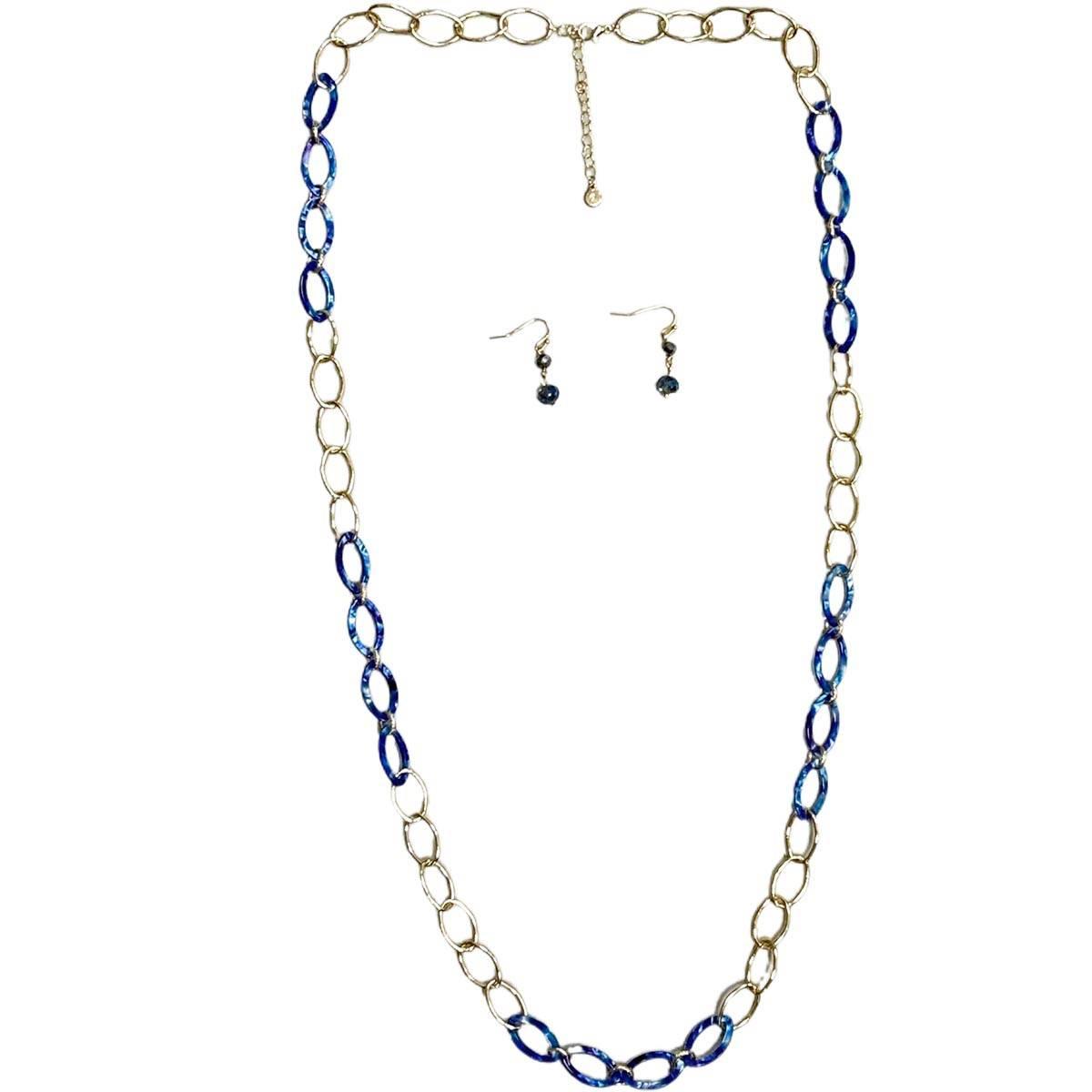 Click here for Ashley Cooper(tm) Gold-Tone Blue Link Necklace & E... prices