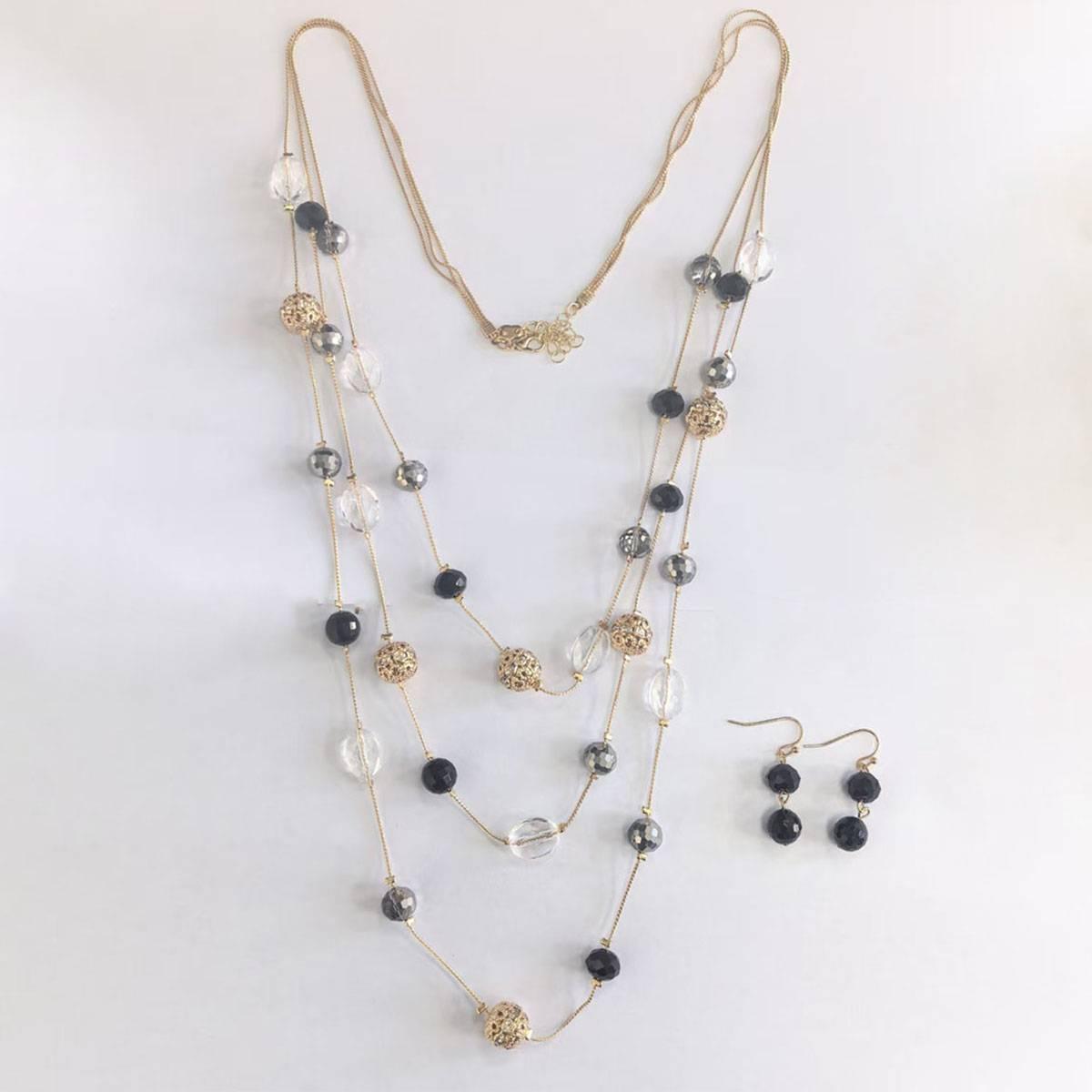 Click here for Ashley Cooper(tm) 3-Row Beaded Necklace & Fish Hoo... prices