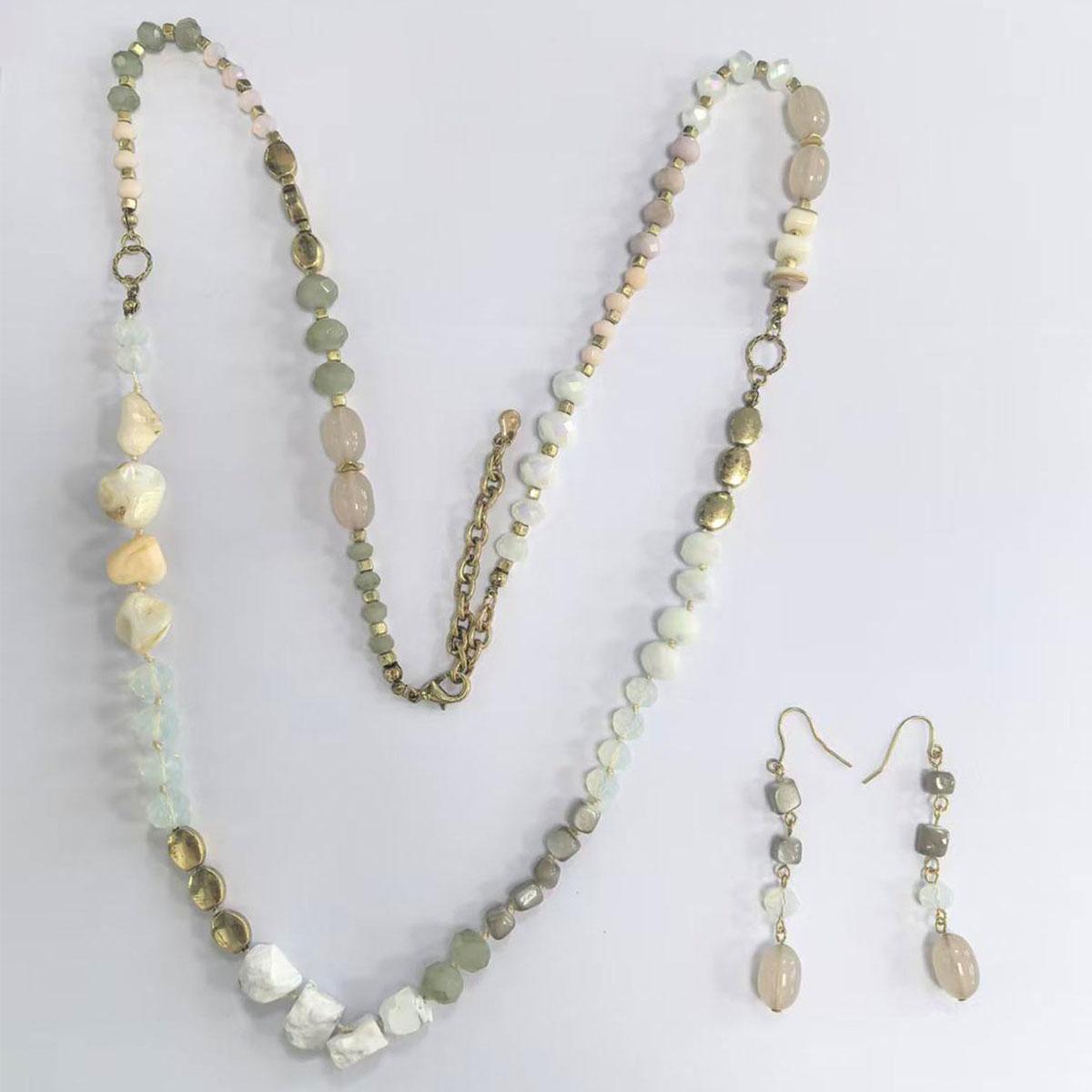 Click here for Ashley Cooper(tm) Gold-Tone Blue Bead Necklace & E... prices