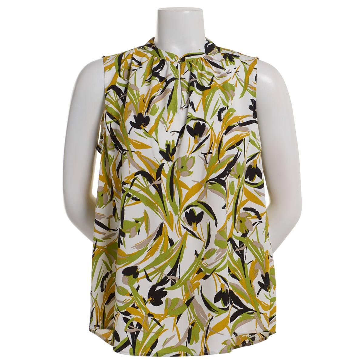 Click here for Womens Kasper Sleeveless Keyhole Neck Floral Blous... prices