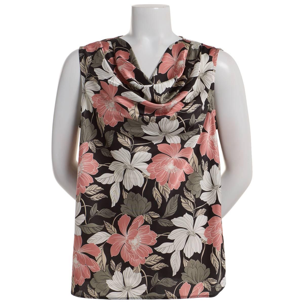 Click here for Womens Kasper Sleeveless Drape Neck Floral Satin B... prices