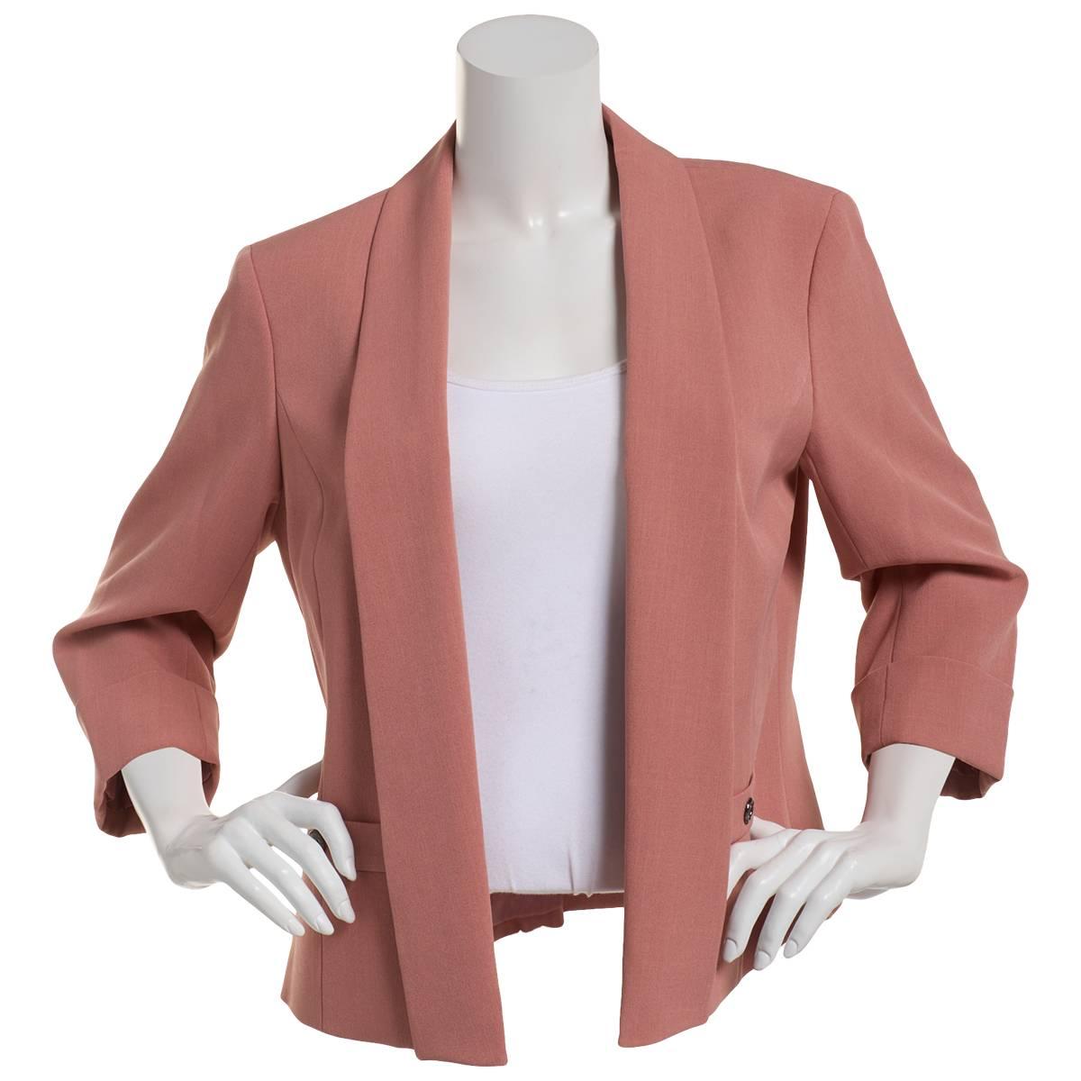Kasper Womens 3/4-Sleeve Shawl-Collar Blazer  Regular & Petite - Tearose