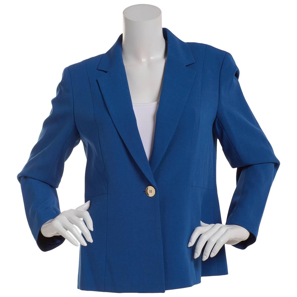 Click here for Womens Kasper Long Sleeve One Button Seam Blazer prices