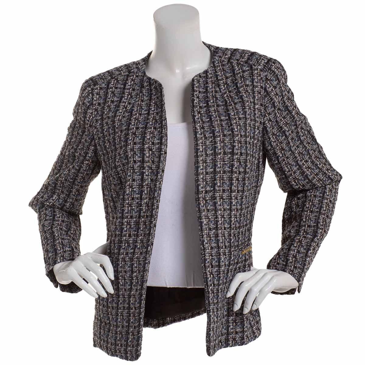 Click here for Womens Kasper Tweed Open Front Jacket with Pockets prices