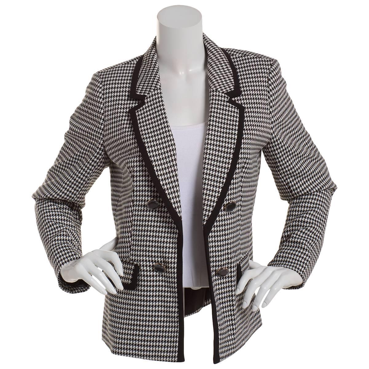Kasper Womens Faux Double-Breasted Houndstooth Blazer  Regular & Petite - Black/White