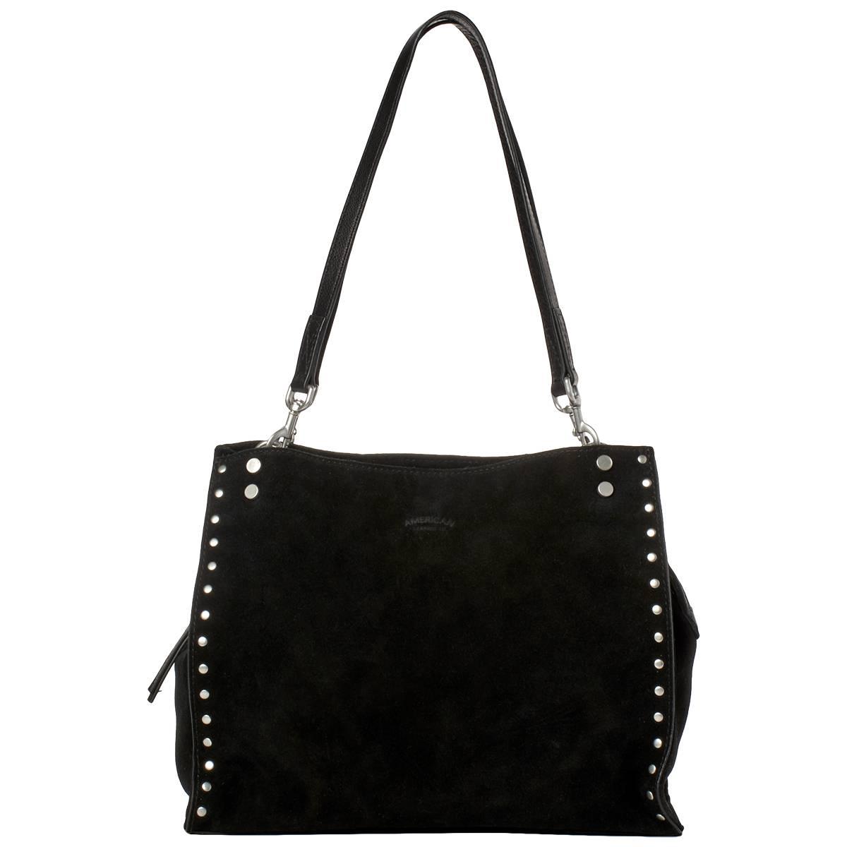 Click here for American Leather Co. Lenox Stud Suede Satchel -  B... prices