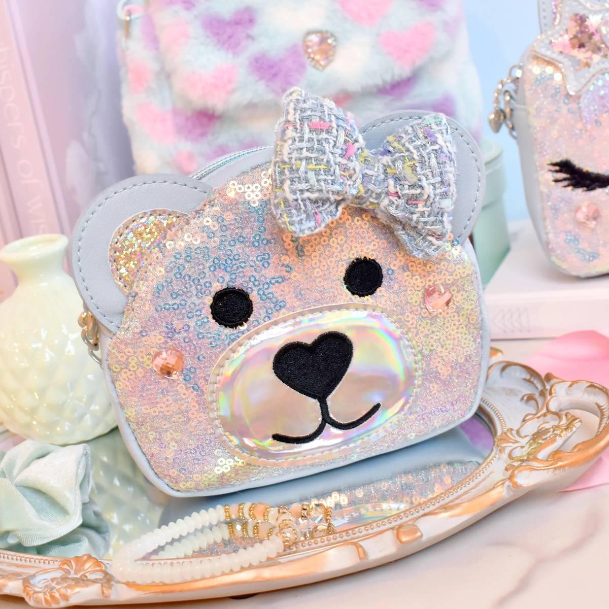 Click here for Girls OMG Miss Winny Teddy Bear Sequin Crossbody B... prices