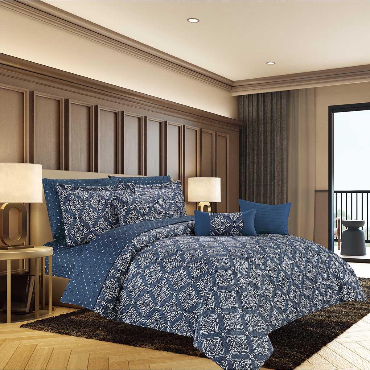 Click here for Drew 9pc. Navy Geometric Bed in a Bag prices